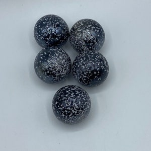 Vintage porcupine Style Mega Marbles Set of 5, Black Marbles With White ...