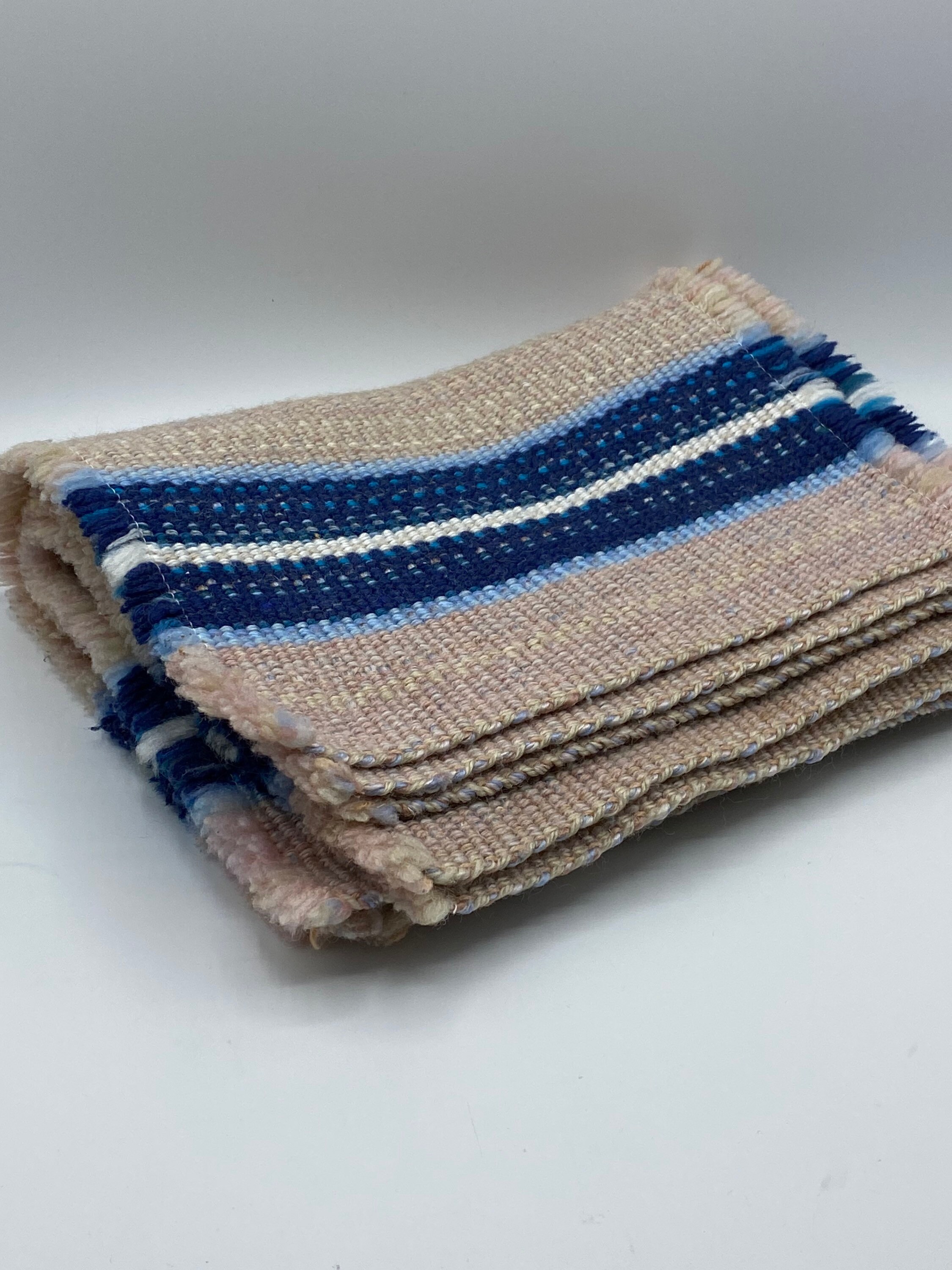 Vintage Boho Style Woven Blue and Light Pink Stripe Place Mats - Etsy