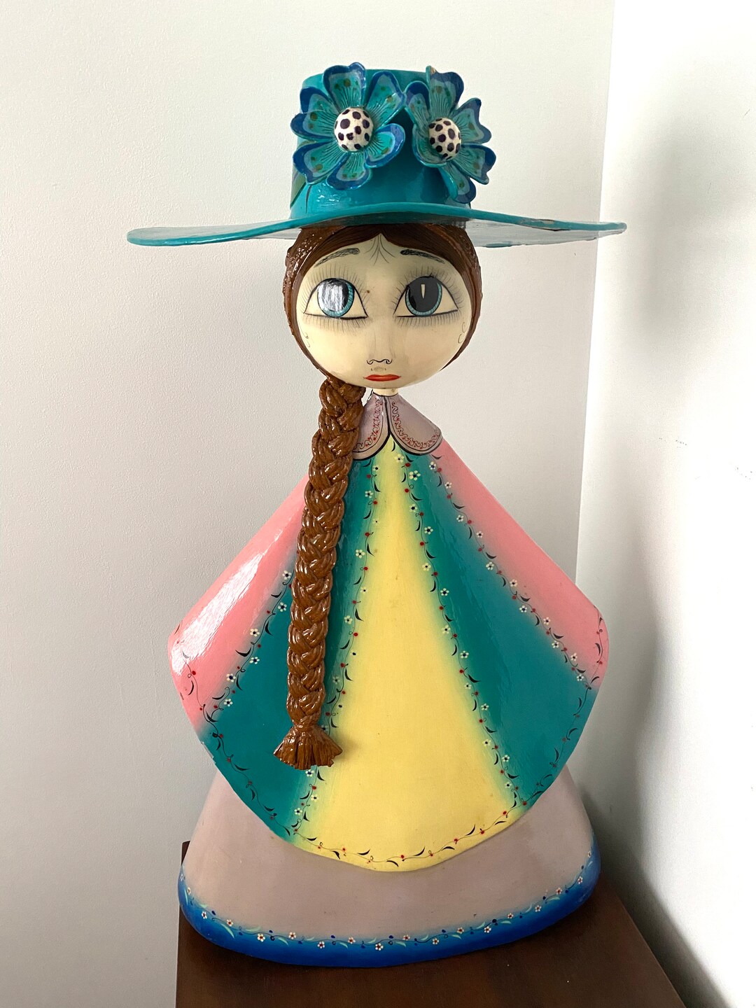 Vintage RARE X-large Sermel Style Paper Mache Doll Statue 4ft Mexican ...