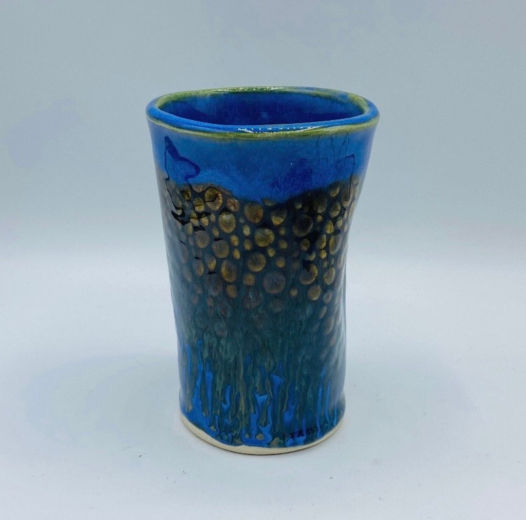 Vintage Unique Studio Art Pottery Blue Handless Mug Tumbler, Artist ...