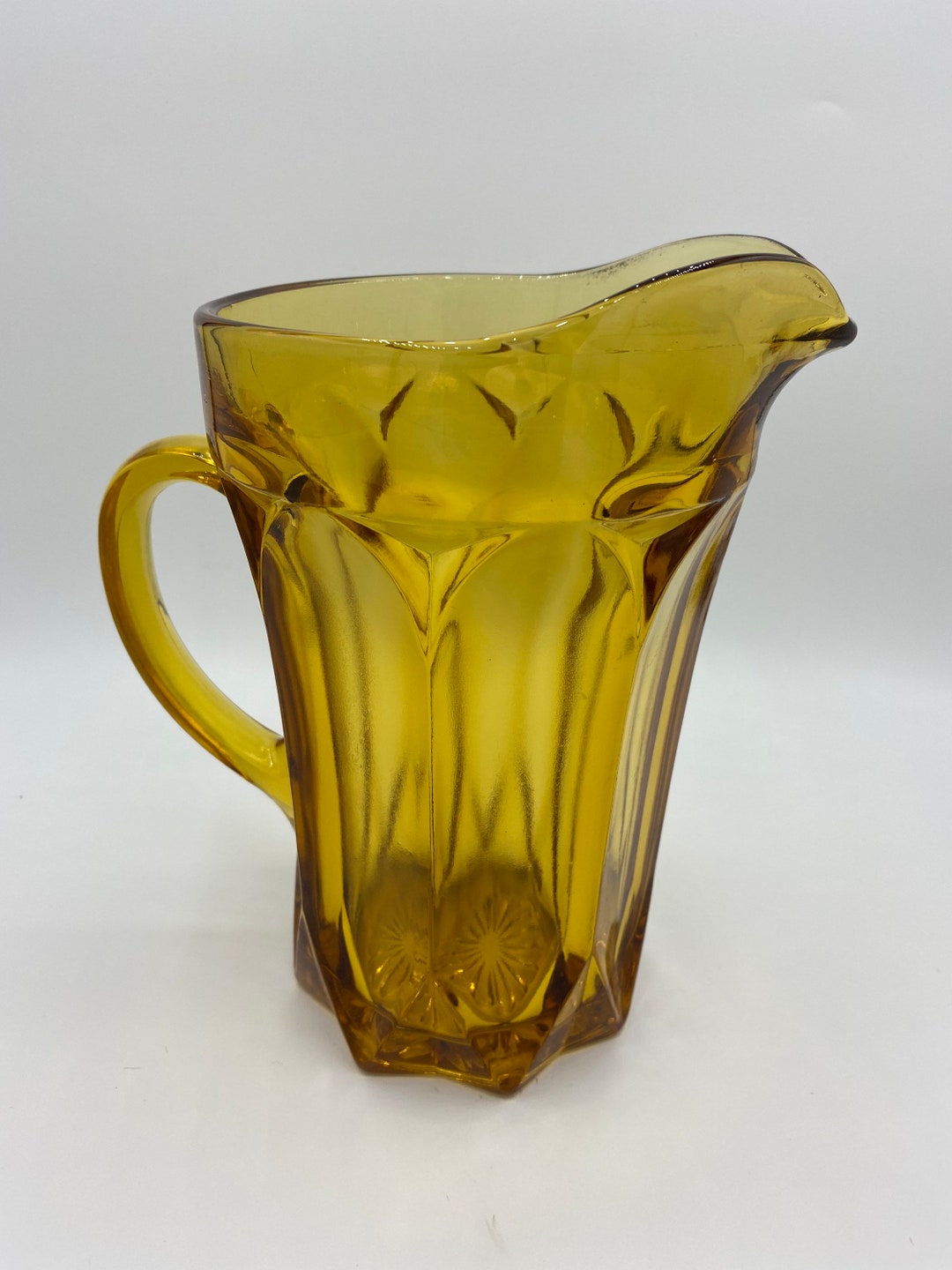 Vintage Large Amber Glass Beer Pitcher, 1970’s Anchor Hocking Fairfield ...