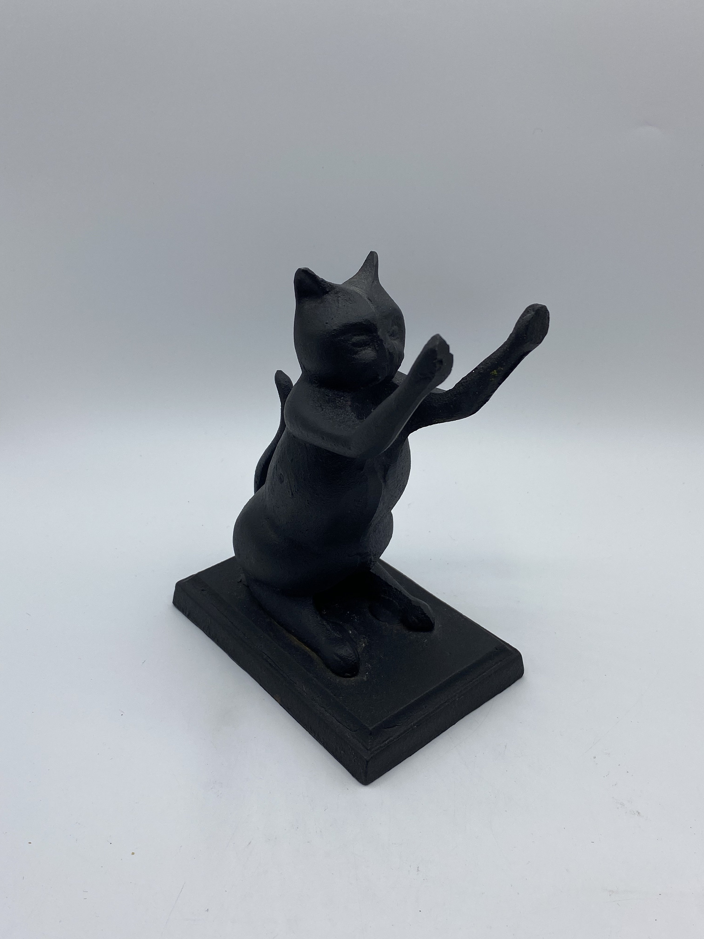 Black Cat Cast Iron Bookend Cast Iron Cat Kitten Arms up - Etsy