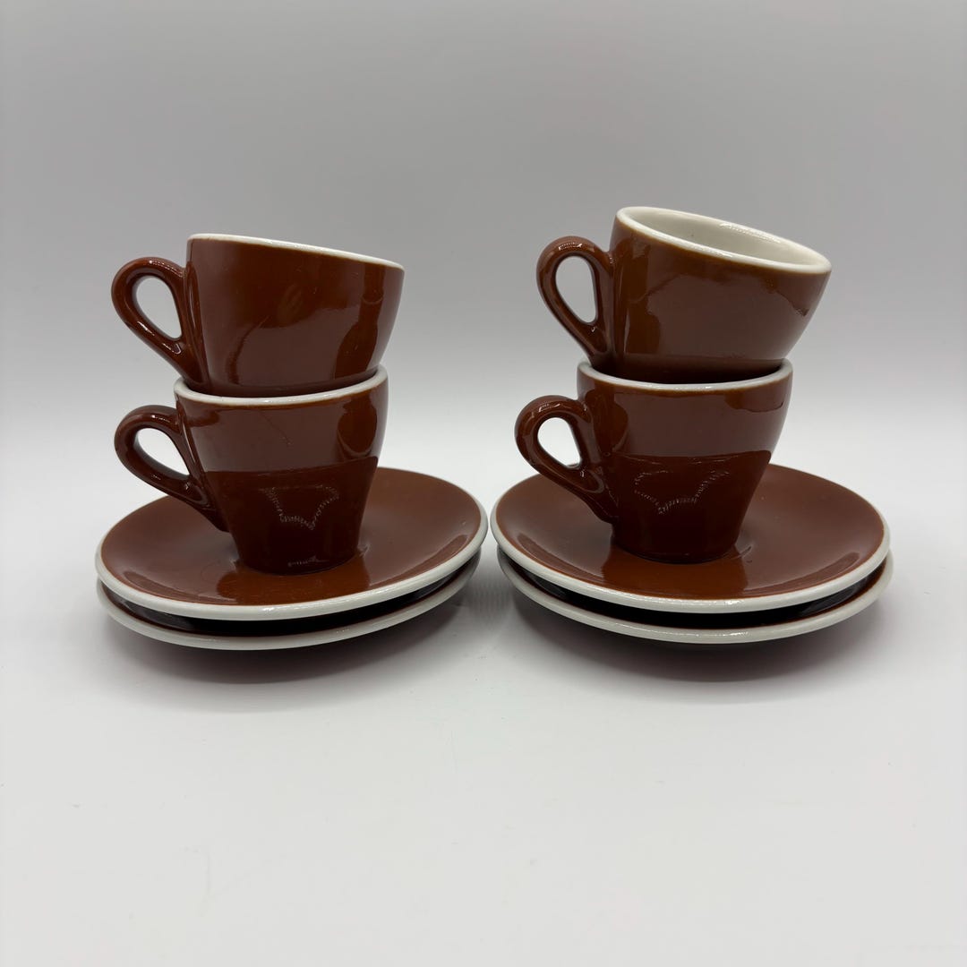 Vintage Italian Espresso Cup and Saucer Set of 4, ACF Italy Ceramic ...