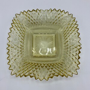 Vintage Indiana Glass Amber Dish Diamond Point With Ruffled Edge 6 1/2 ...