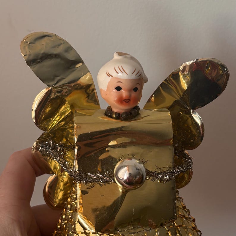 Vintage 1960s MCM Christmas Angel Tree Topper, Ceramic Face, Japan - Etsy
