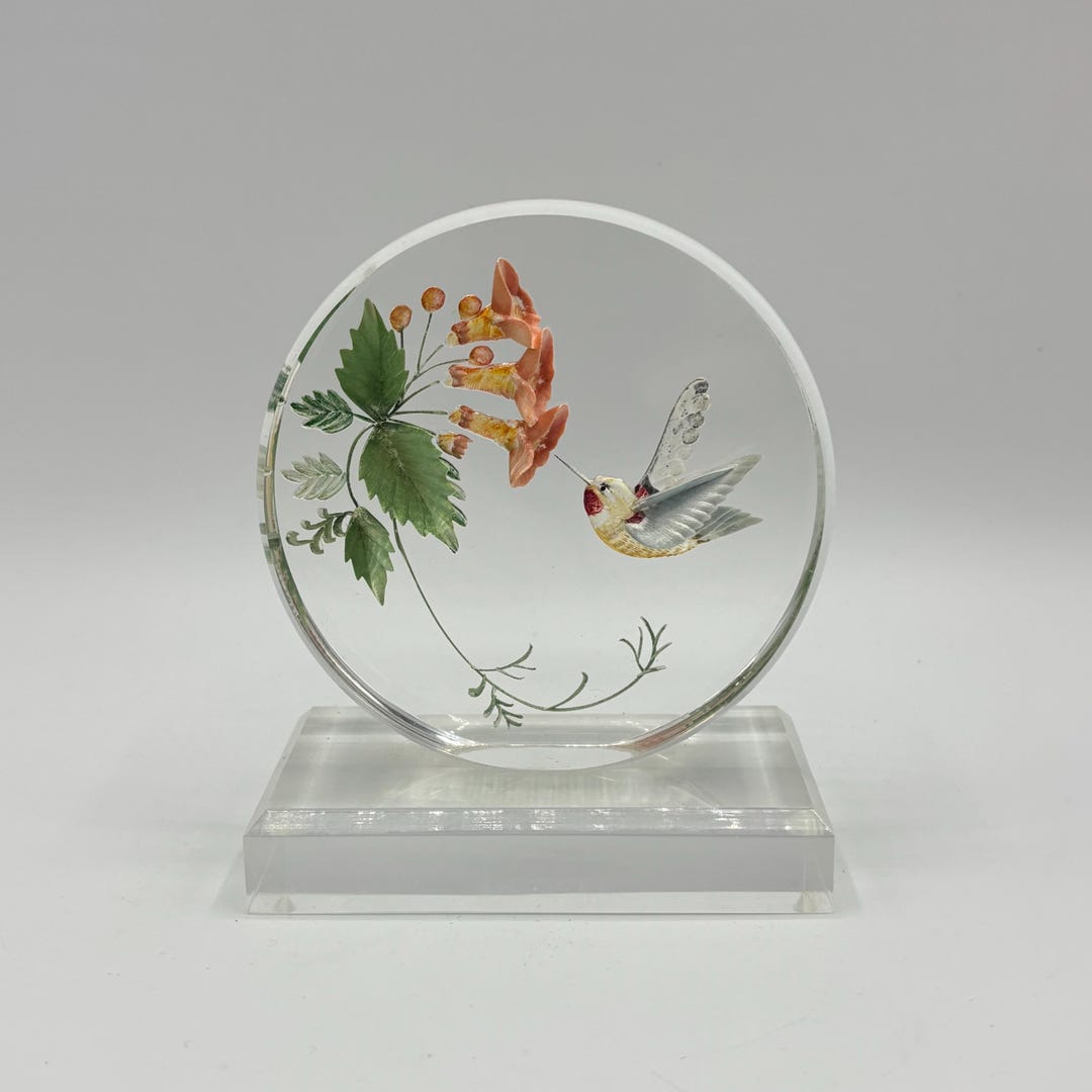 Vintage Lucite Hummingbird Paperweight: Reverse Cut Acrylic Figurine - Etsy