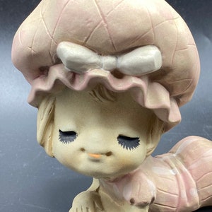 Vintage Genin Trudeau Collectible Japan Pink Bonnet Girl With Black Eye ...