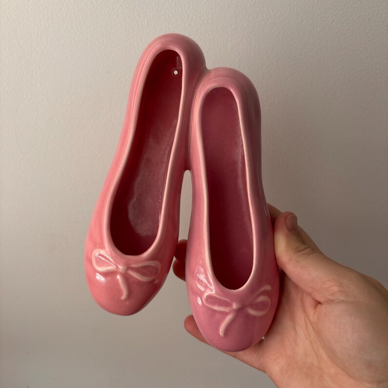 Vintage Ceramic Pink Ballet Slippers Wall Hanging Decor, Ballerina ...