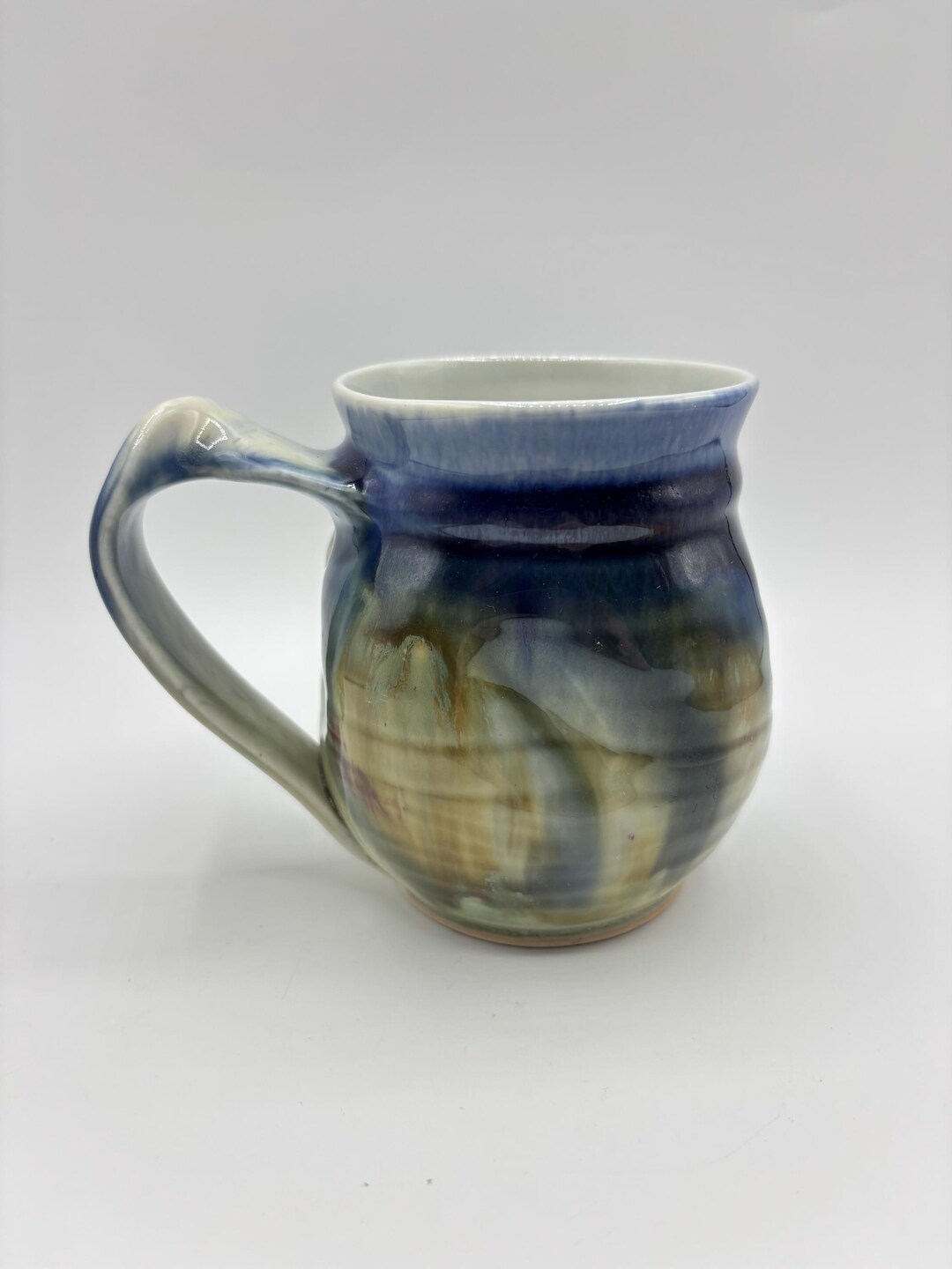 Studio Art Pottery Mug: Blue Green Drip Glaze, Signed Joseph Panacci - Etsy