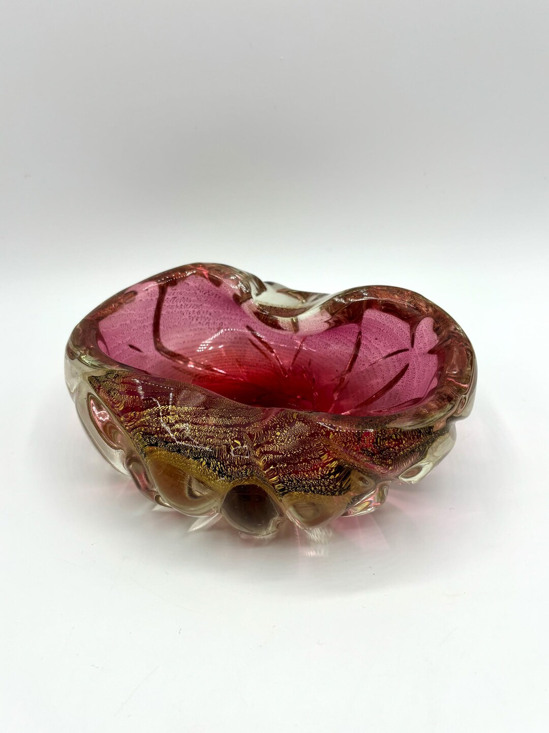 Murano Archimede Seguso Conch Shell Pink Cranberry With Gold Aventurine ...