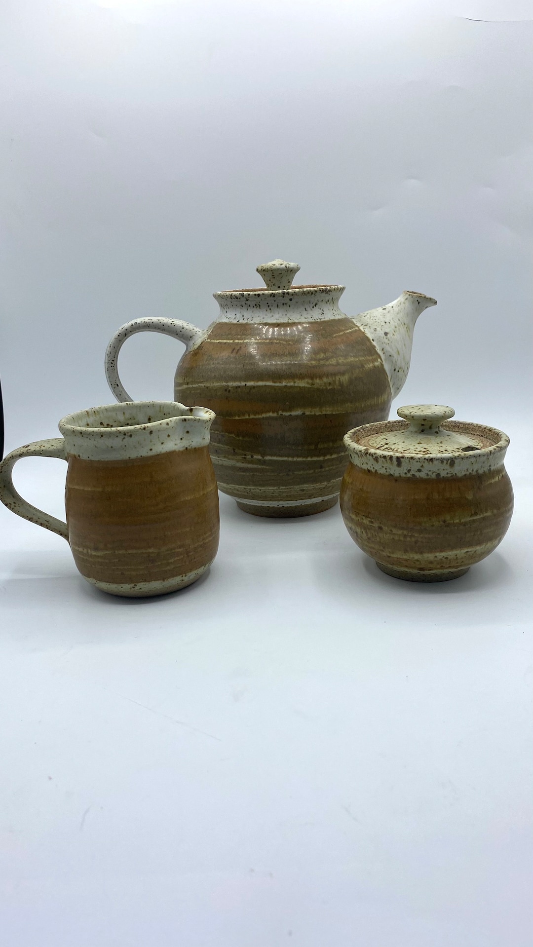 Vintage Speckled Stoneware Pottery Tea Set: Bill Reddick Canadian ...