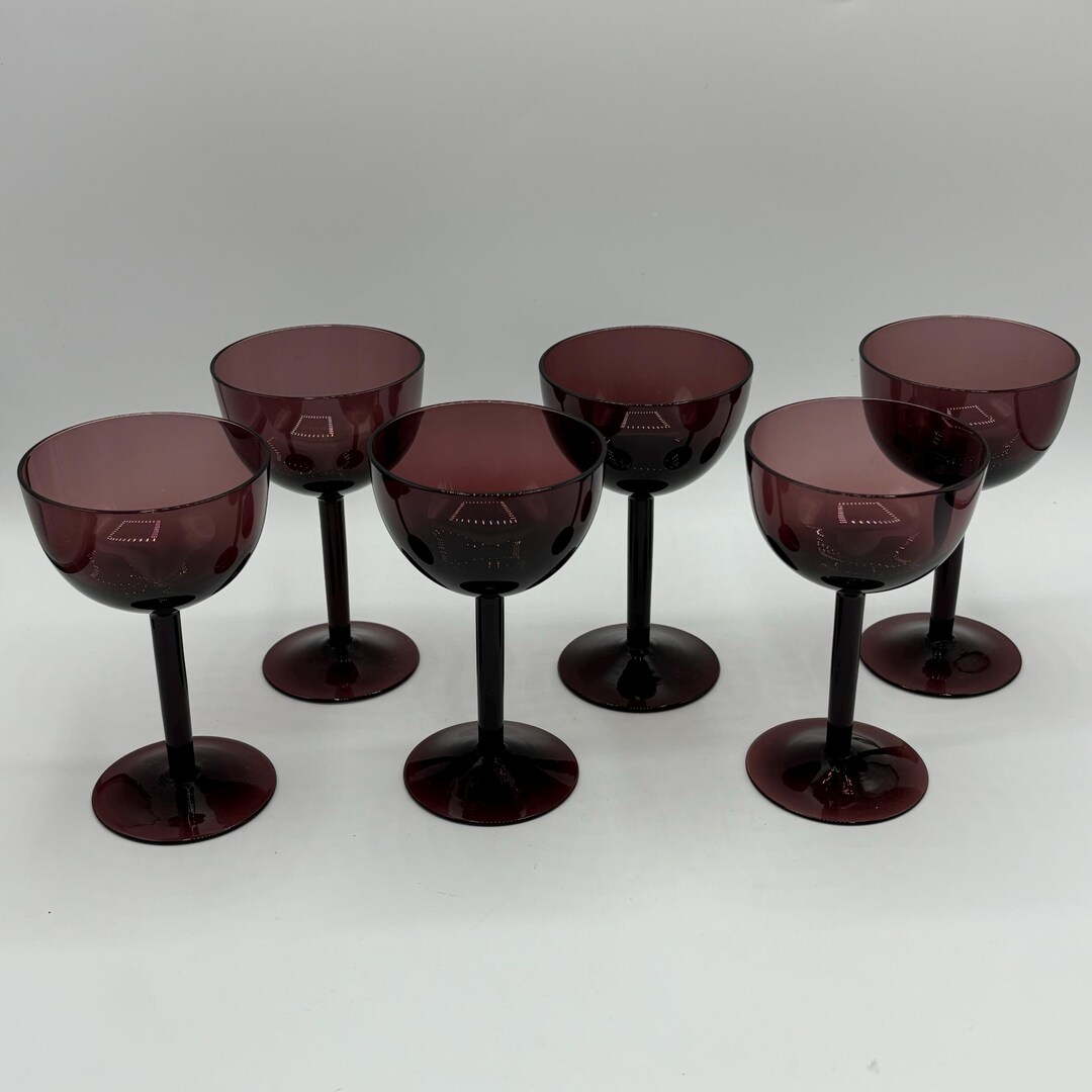 Vintage MCM Amethyst Purple Cordial Glasses,eggplant Purple Liqueur ...