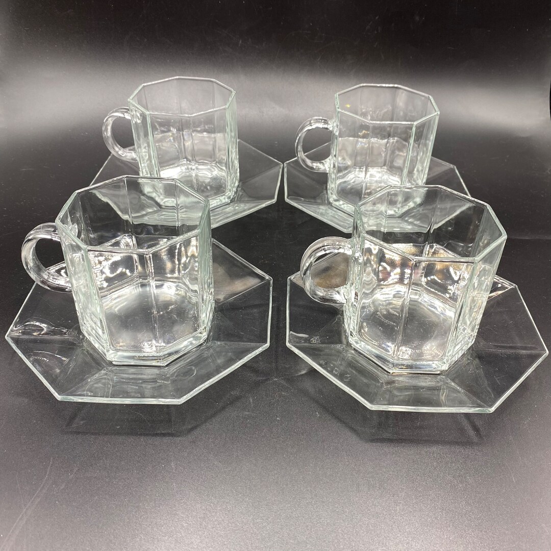 Vintage Arcoroc Clear Octagon Octime Made in France Clear Etched ...