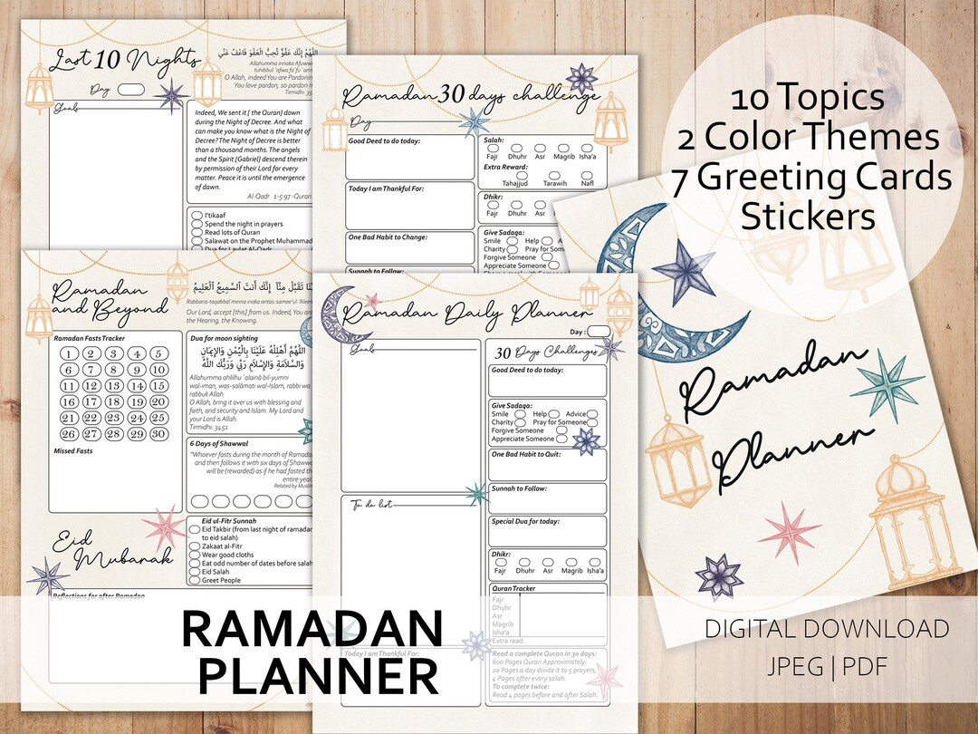 Ramadan Planner 2024 Ramadan Journal Colorful Ramadan Greeting Cards ...
