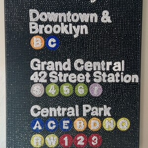 Bedazzled New York City Subway Sign - Etsy