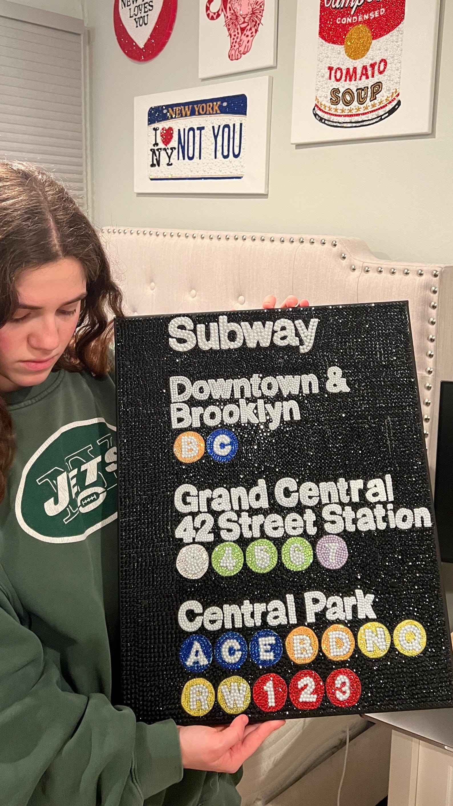 Bedazzled New York City Subway Sign - Etsy