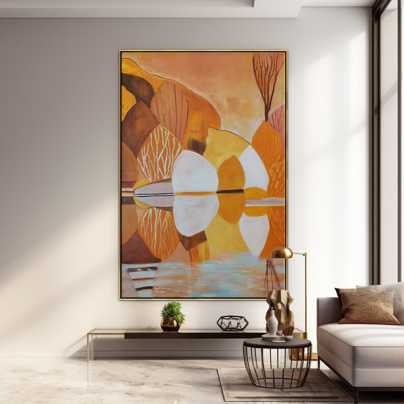 Living Room Art Abstract Painting Colorful Wall Art Sandy Vertical Wall ...