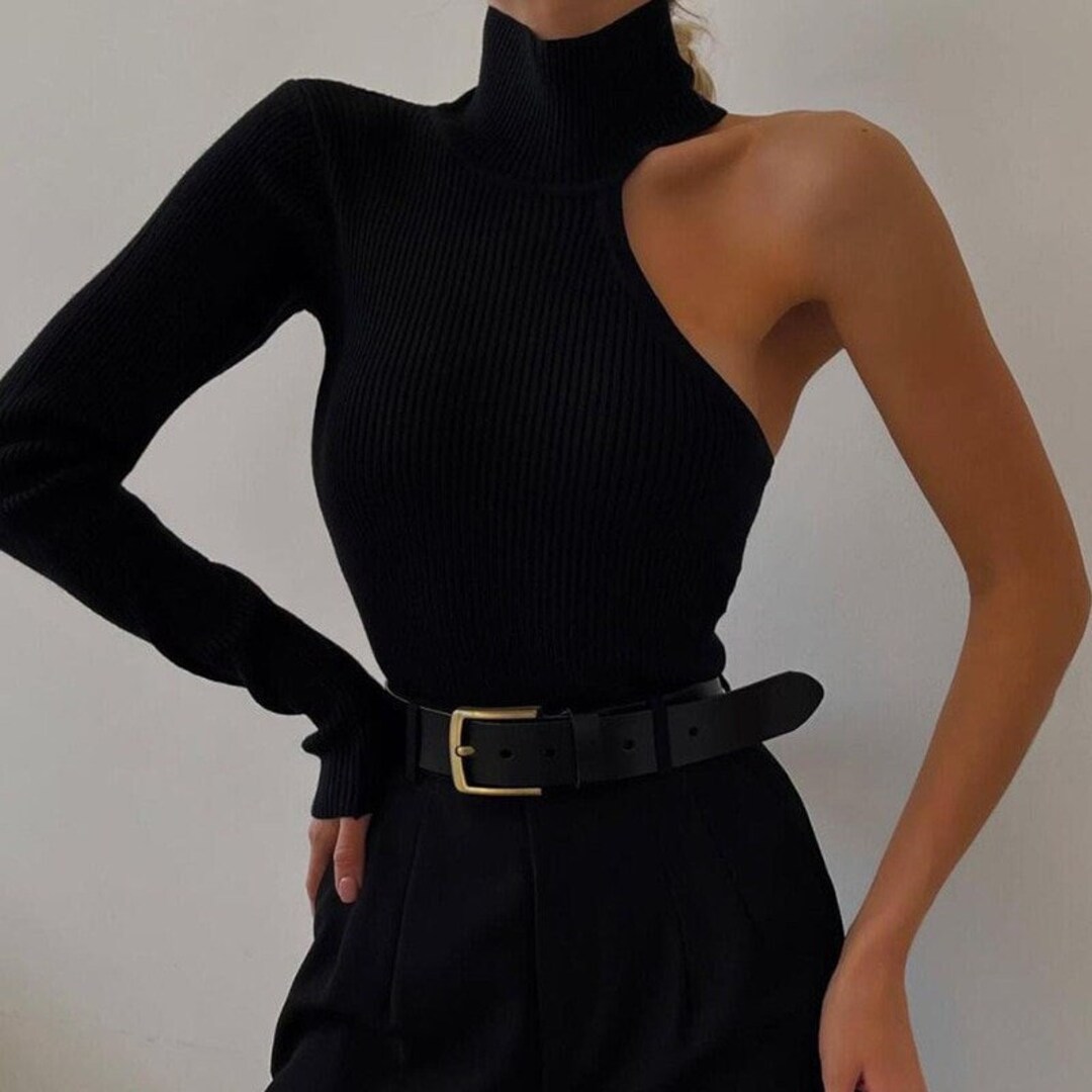 High Neck One Shoulder Long Sleeve Bodysuit - Etsy