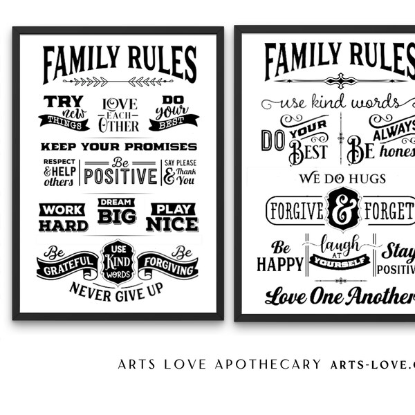 Family Rules Poster - Etsy