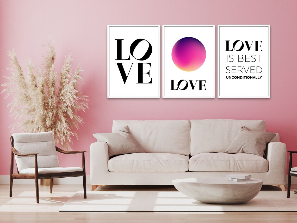 Modern Minimalist Love Word Art Prints: Pink Mental Health Word Art ...