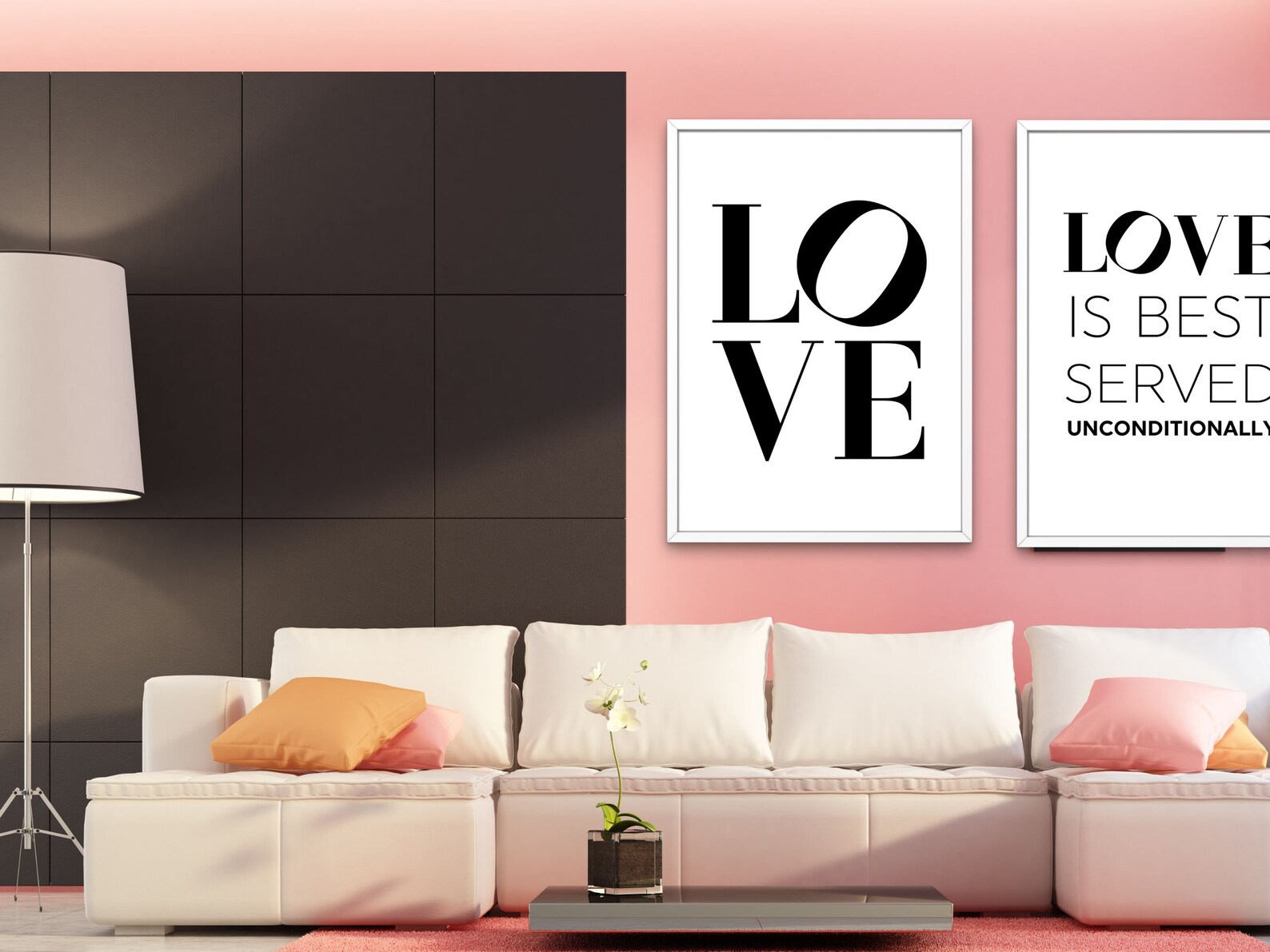 Modern Minimalist Love Word Art Prints: Pink Mental Health Word Art ...