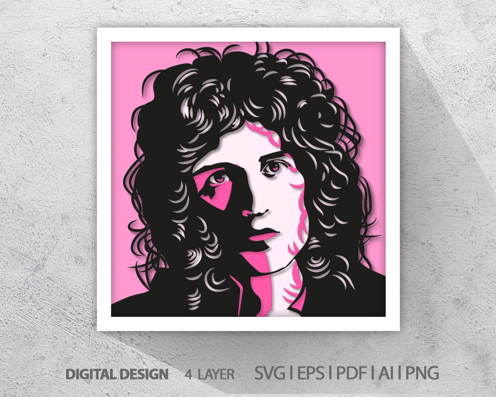 Queen Brian May 3D Paper Cut Shadow Box Template SVG Digital - Etsy