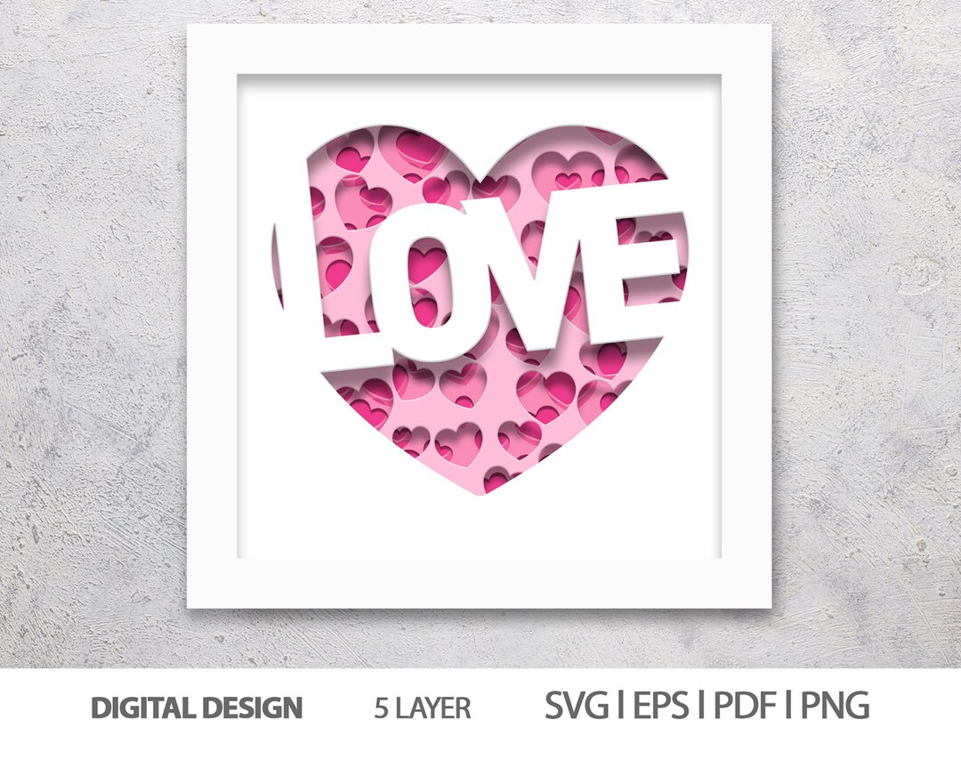 3D LOVE Digital Download, Paper, Wood, Laser, Cut, SVG Download ...