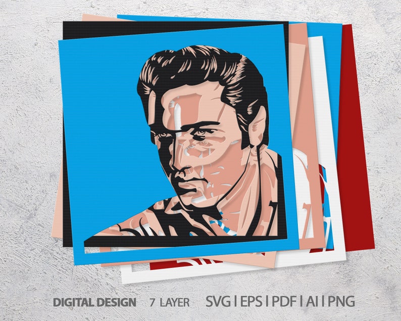 Elvis Presley Shadow Box SVG Vector Project Paper Cut Template - Etsy