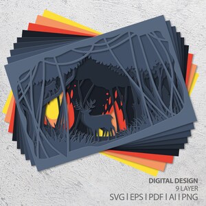 Fire in the Forest -3D, Paper, Wood, Laser, Cut, Digital, Download - Etsy