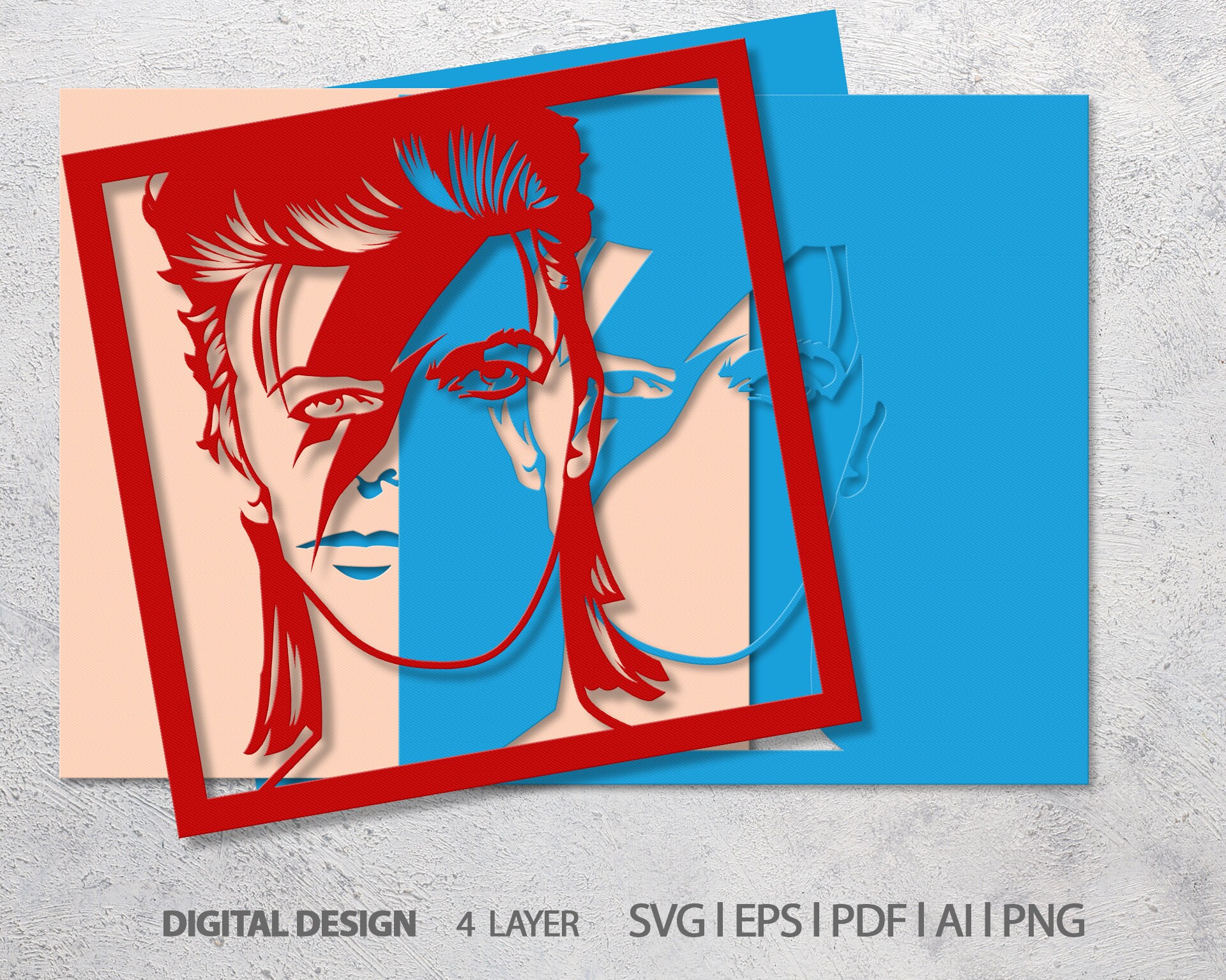 David Bowie 3D Paper Cut Shadow Box Template (SVG Digital Download) - Etsy