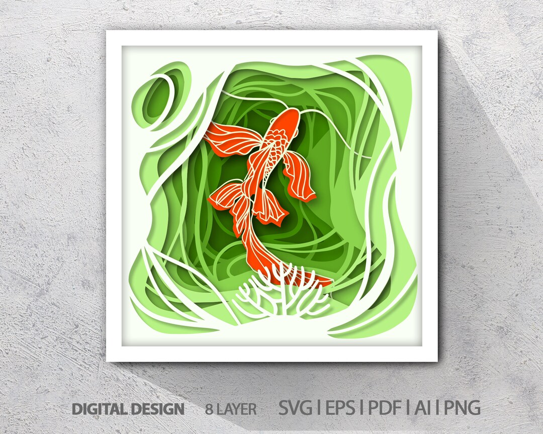 3D Fisherman and Fish Lovers, 3D Paper Cut Shadow Box Template, SVG ...