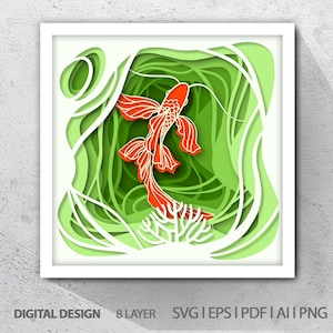 3D Fisherman and Fish Lovers, 3D Paper Cut Shadow Box Template, SVG ...