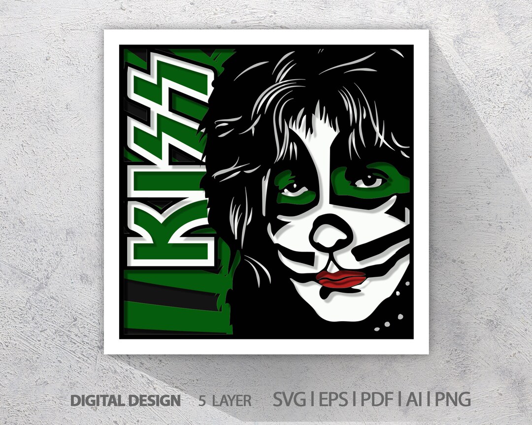 Kiss-3d SVG Shadow Box Cricut, Printable Wall Art Digital Download - Etsy