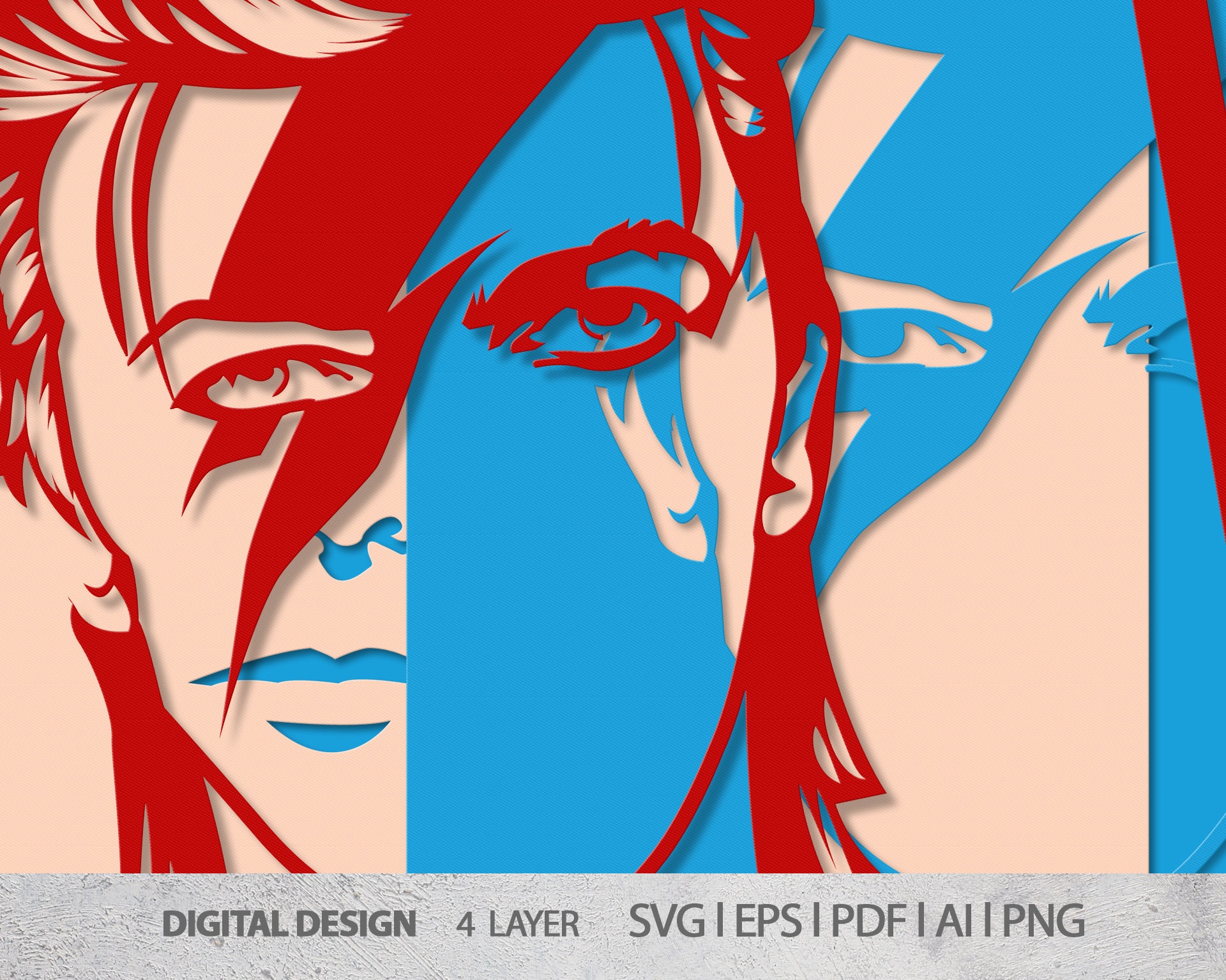 David Bowie 3D Paper Cut Shadow Box Template (SVG Digital Download) - Etsy