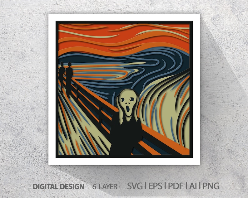 3D the Scream Shadow Box Template: Eduard Munch Art (SVG Digital ...