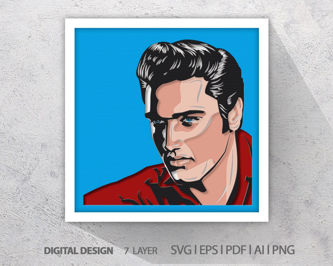 Elvis Presley Shadow Box SVG Vector Project Paper Cut Template - Etsy