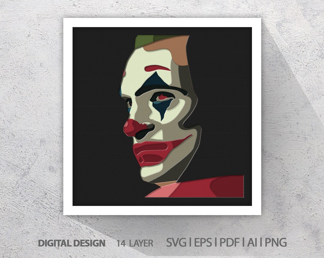 Joker, 3D Paper Cut Shadow Box Template, SVG Digital Download Files ...