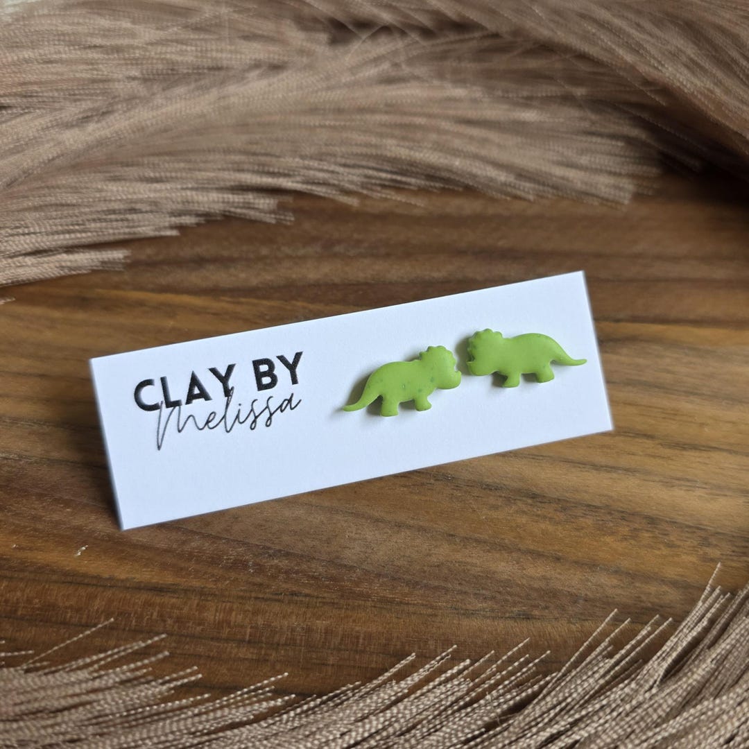 Tiny Dino Stud Earrings, Clay Green Dinosaur Stud Earrings, Gift for Girlfriend, Gift for ...