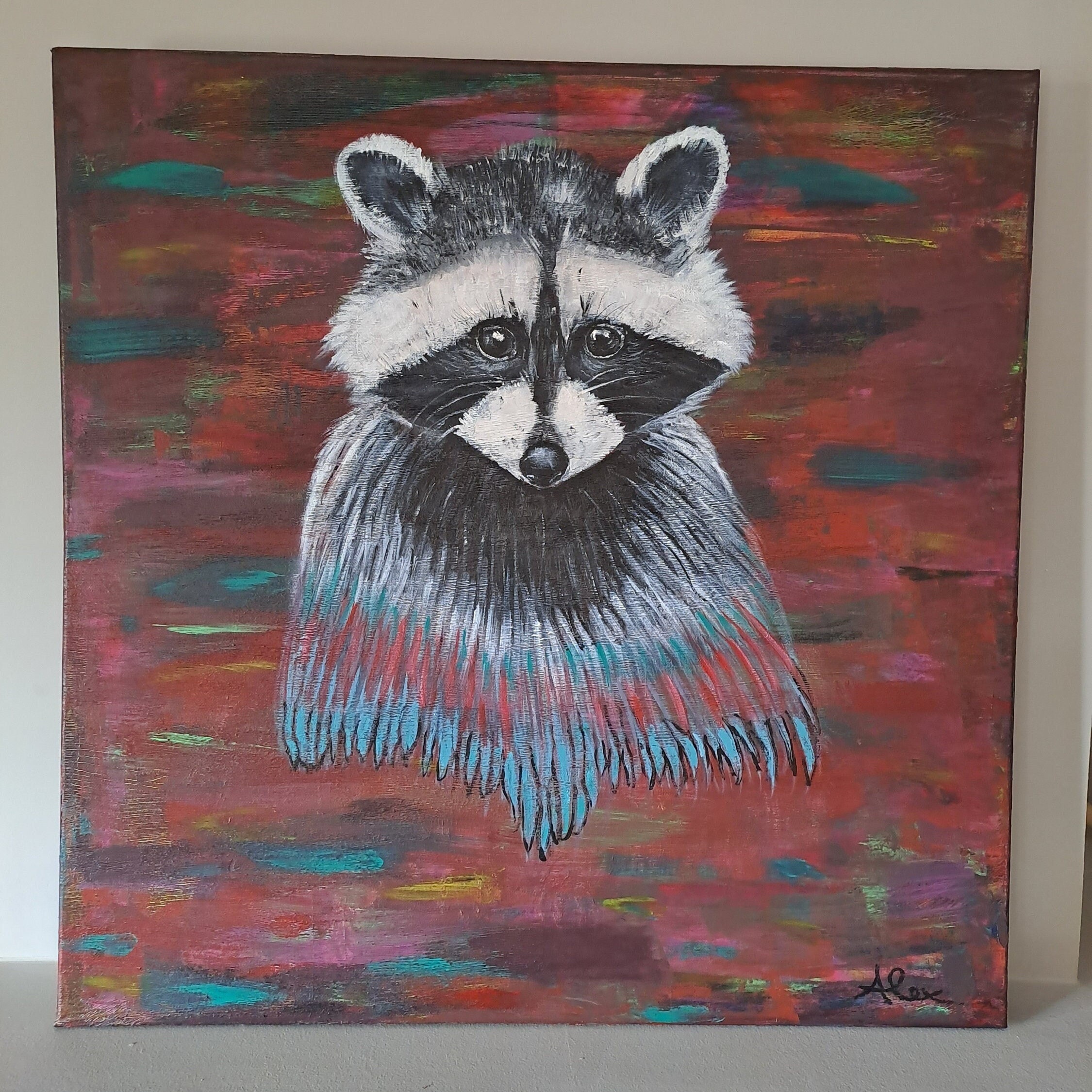 Raccoon Acrylic Painting