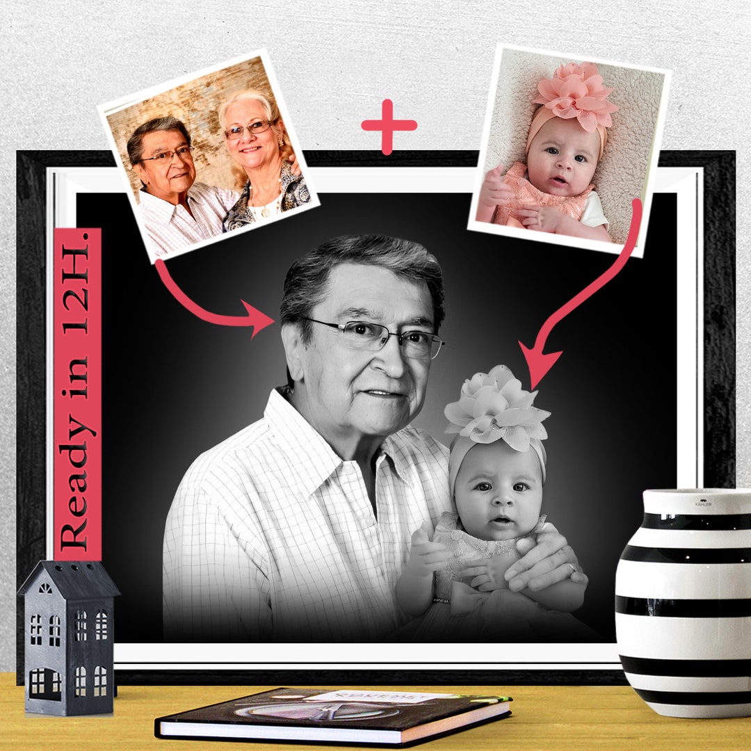 Merge Family Photos, Add Person to Photo, Custom Memorial Gift, Father ...