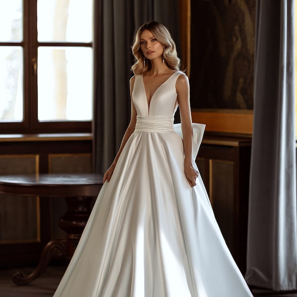 Satin Wedding Dress - Etsy