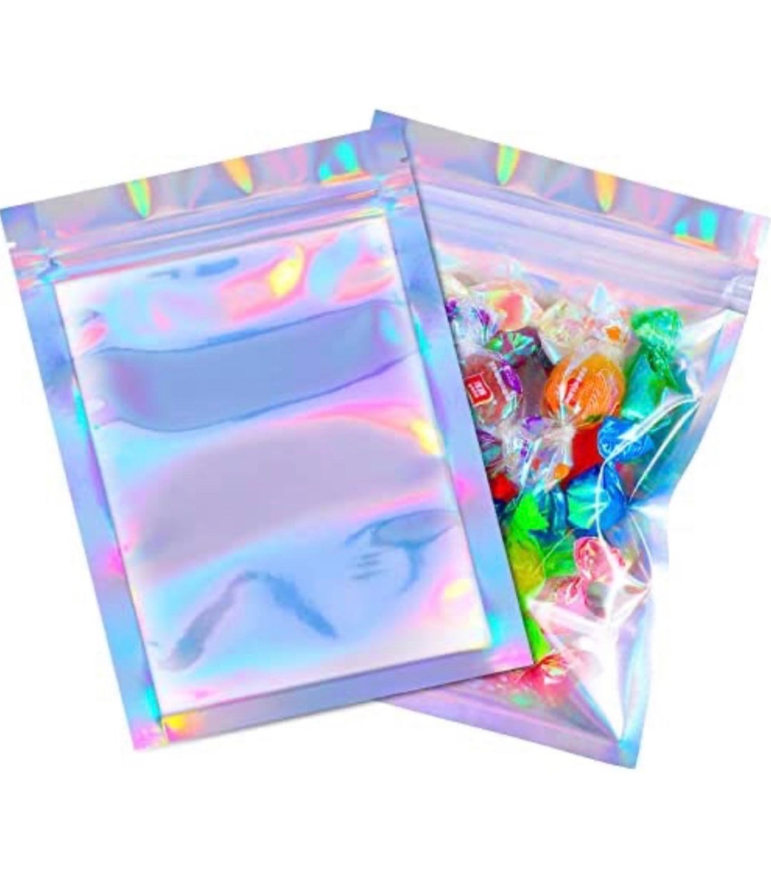 5.5x7.8 Inch Holographic Zip Lock Bags, Gift Bags for Packaging Goods ...