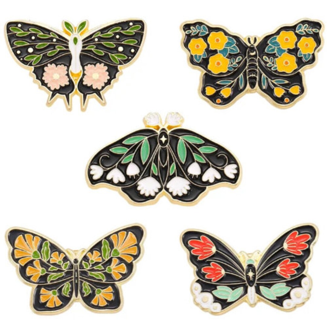 Beautiful Butterfly Moth Enamel Pins | Cute Pins | Jacket Pins | Hard ...