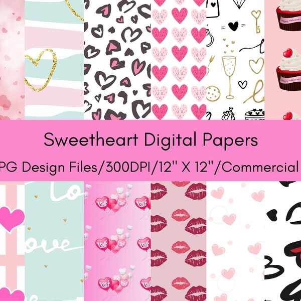 Digital Heart Papers - Etsy