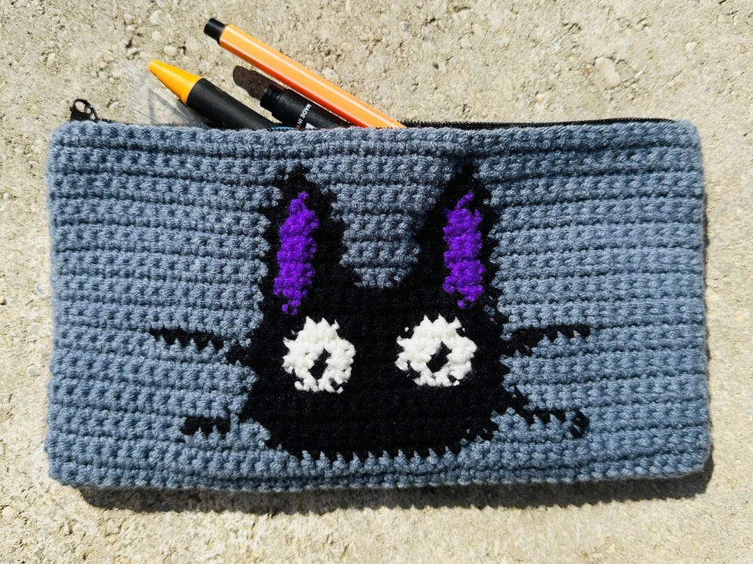 Cat Pixel Grid Crochet Pouch | Crochet Accessory | Cat Cosmetic Bag - Etsy