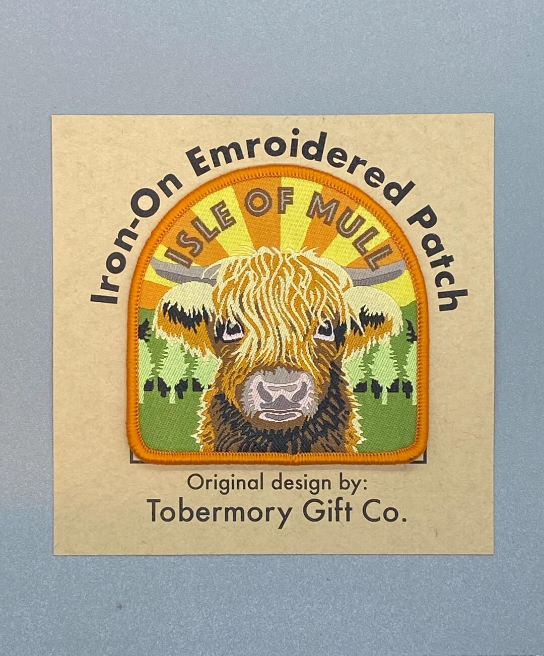 Highland Cow Isle of Mull Fabric Embroidered Patch - Hebrides, Scotland ...
