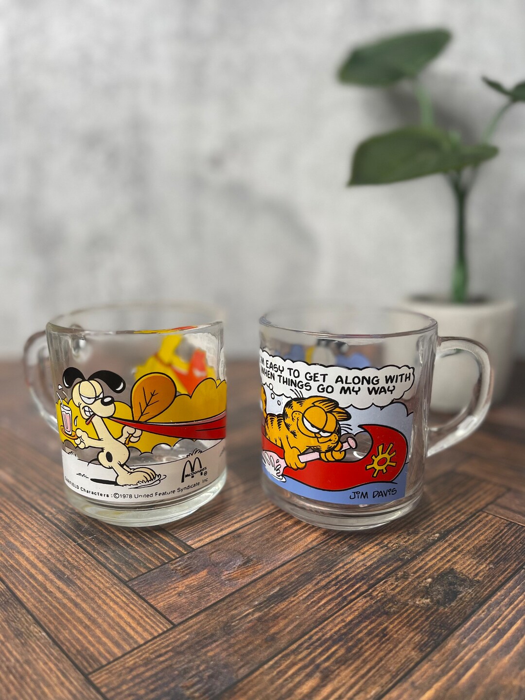 Vintage Garfield Mcdonalds Glass Mugs | Set of 2 | Garfield and Odie ...