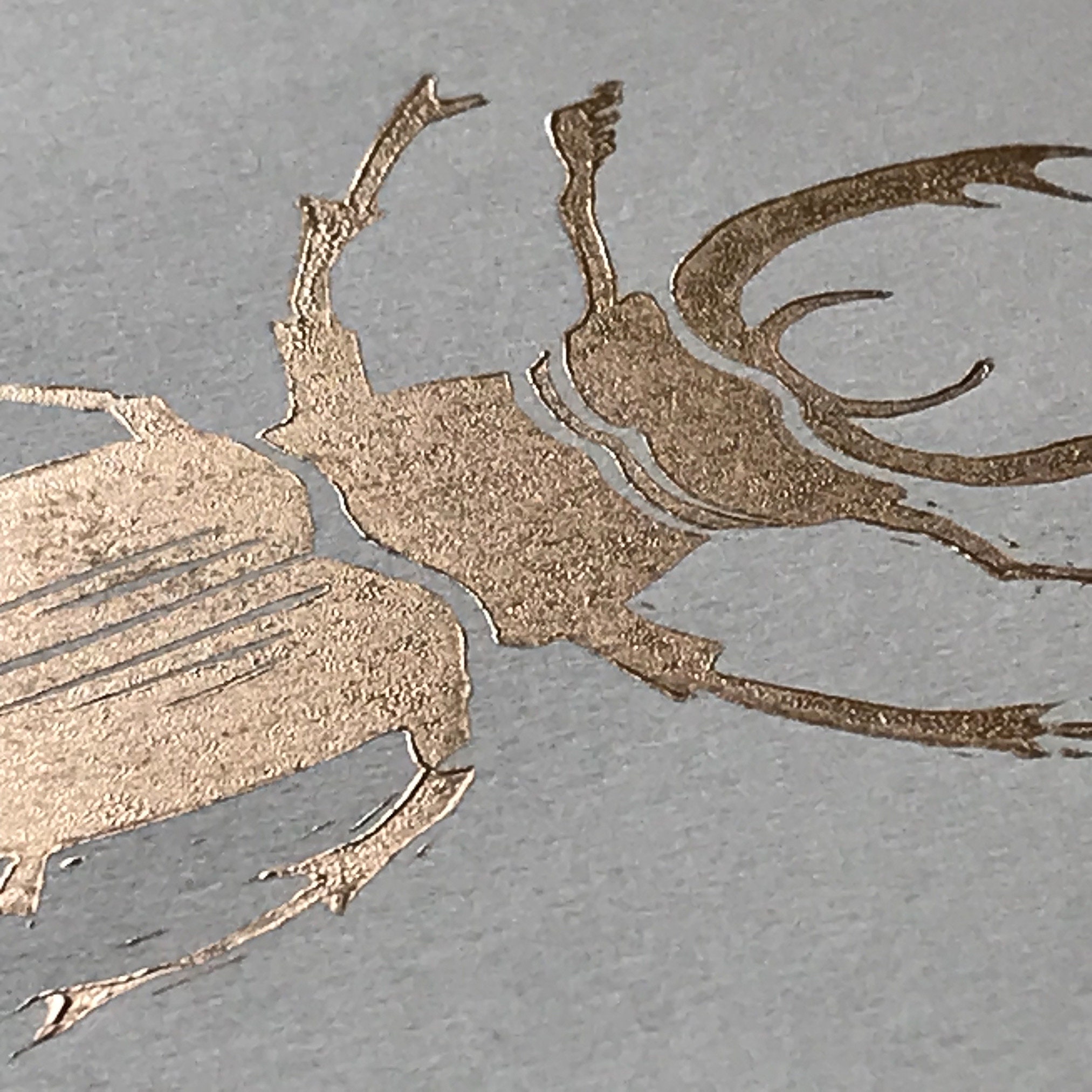 Gold Linocut Print of a Stag Beetle, Signed Original Lino Print, Gift ...