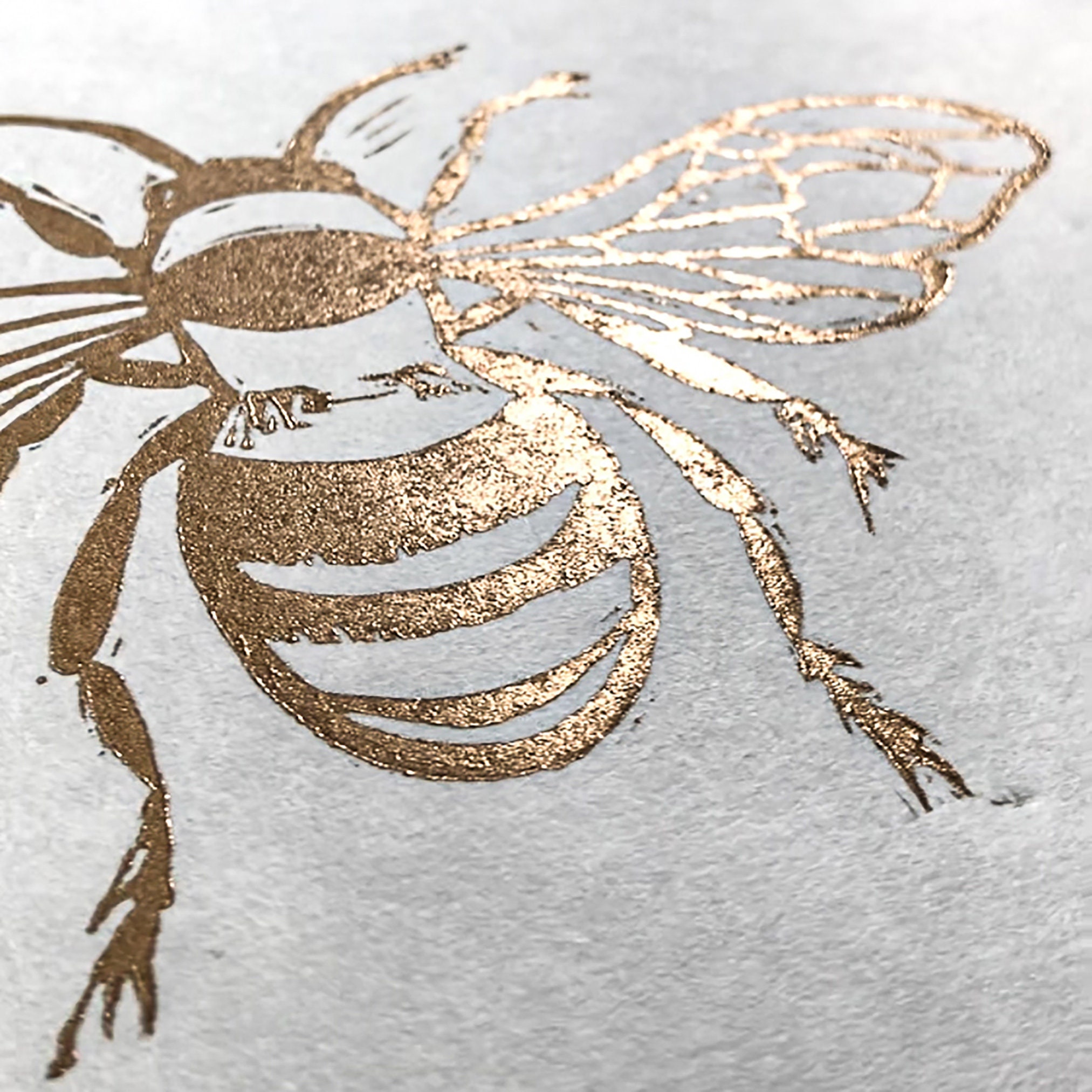 Gold Linocut Print of a Honey Bee, Signed Original Lino Print, Gift for ...