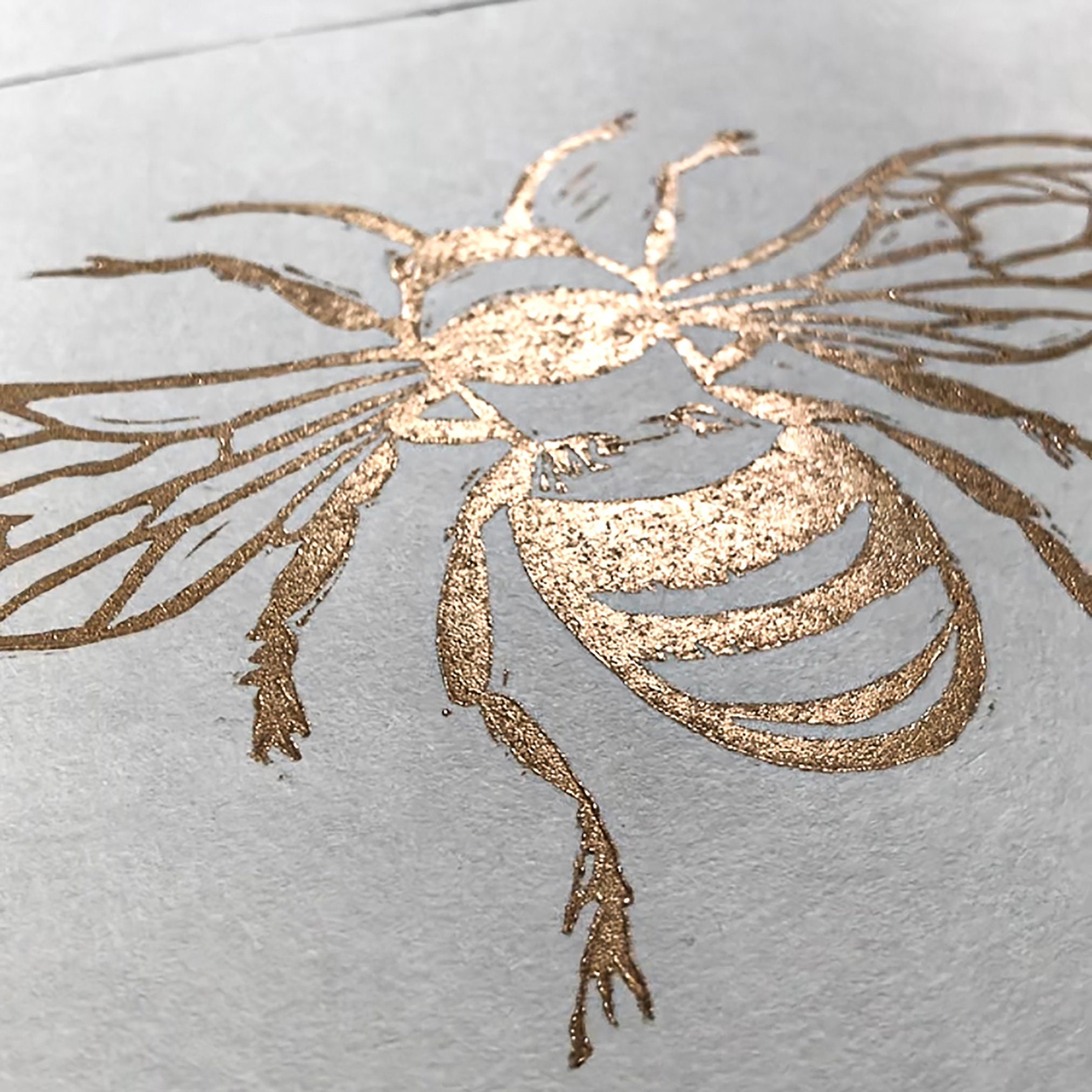 Gold Linocut Print of a Honey Bee, Signed Original Lino Print, Gift for ...